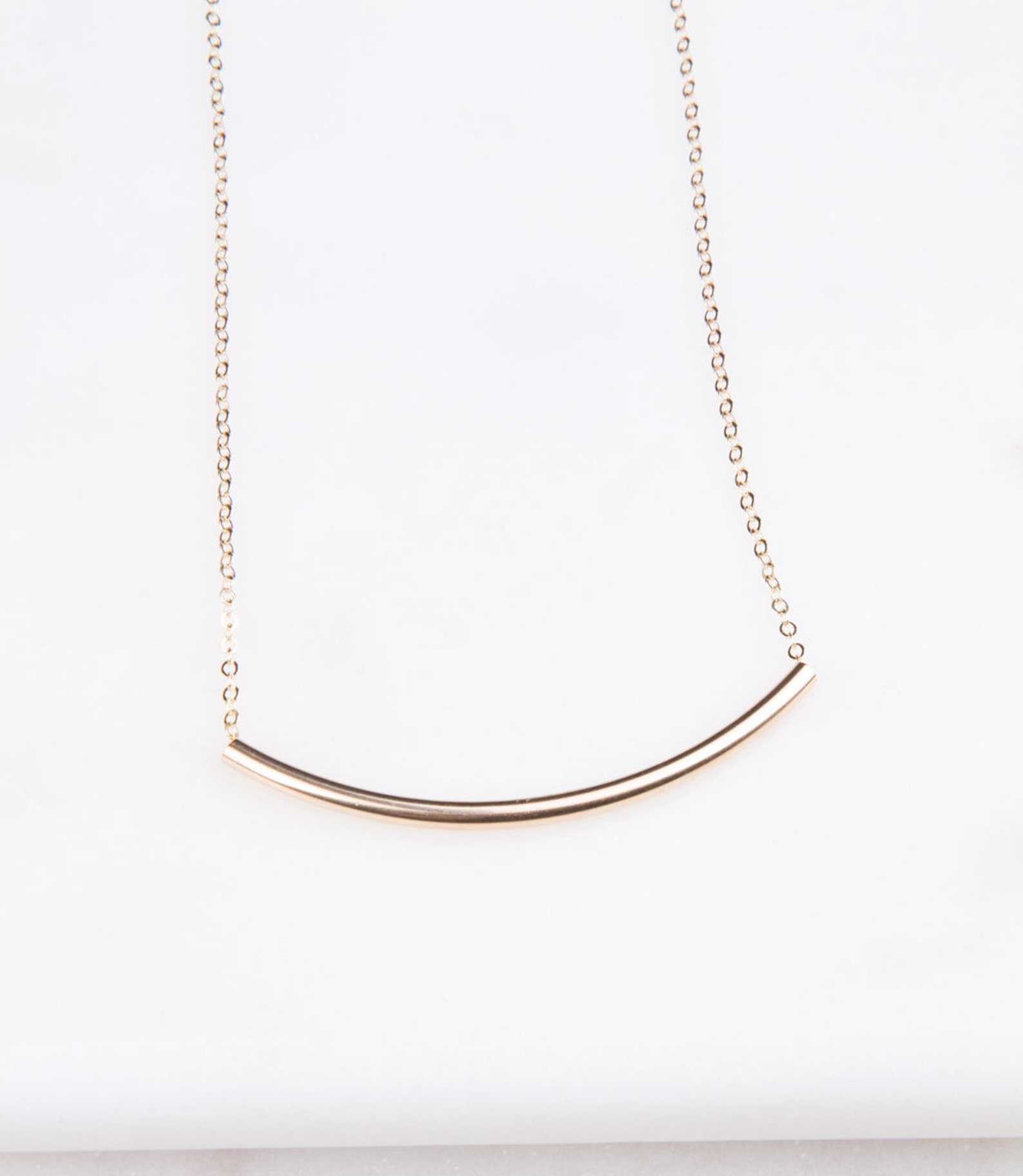 Gold Curved Bar Necklace,gold Layering Necklace, Long Gold Bar Necklace ...