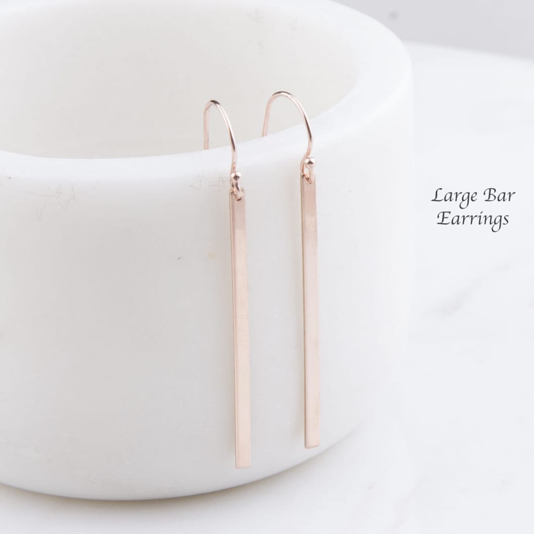 Simple Bar Earrings, Gold Bar Earrings, Dainty Bar Earrings, Minimal ...