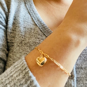 Tiny Heart or Small Heart Gold Bracelet, Stacking Heart Bracelet ...