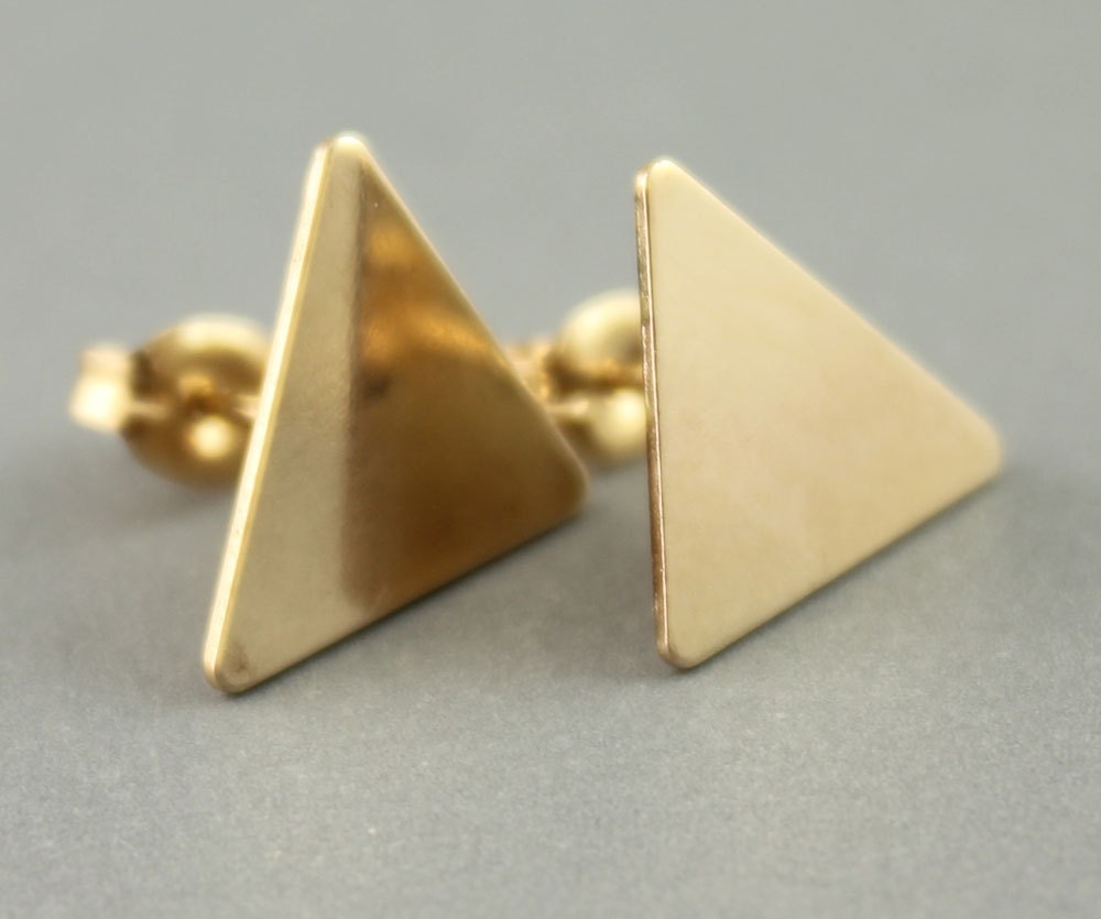 Geometic Triangle Stud Earrings Triangle Stud Earrings Small | Etsy