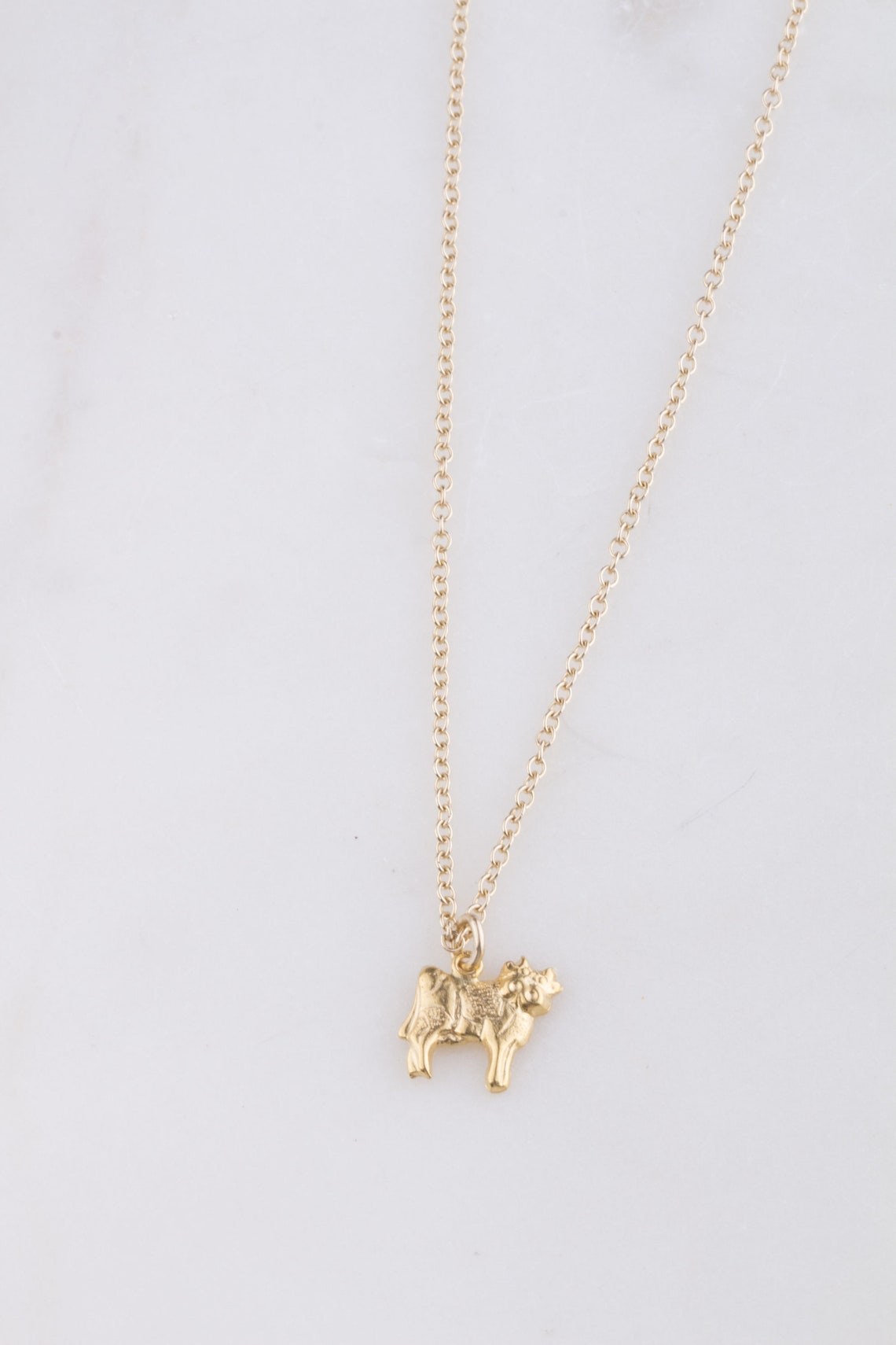 Tiny Gold Cow Necklace Bridesmaid Gift Gift for Her Flower - Etsy