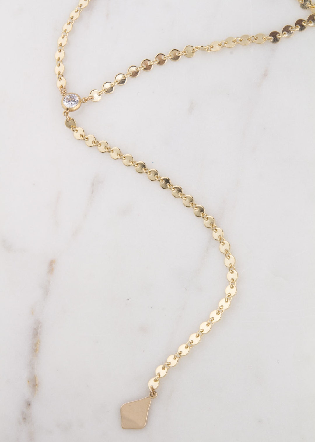 CZ Y Lariat Gold Multi Disc Necklace, Coin Disk Lariat Necklace ...