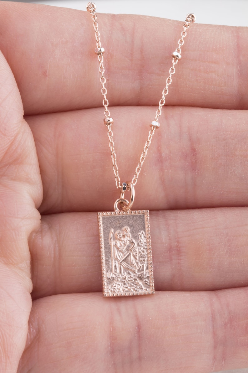 Saint Christopher Rose Gold Plated Over Sterling Silver | Etsy