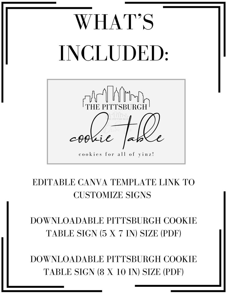 Downloadable Pittsburgh Cookie Table Sign, Wedding Cookie Table Sign ...