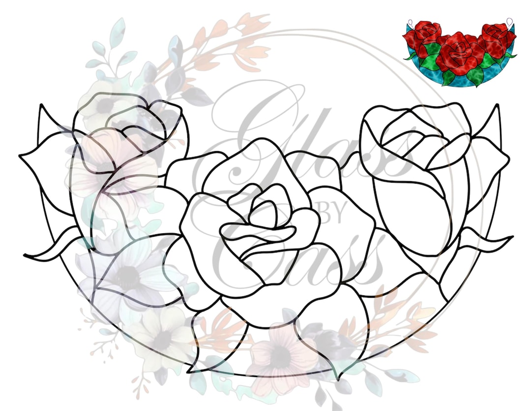 Stained Glass Pattern Roses of the Night Suncatcher Fully Tested and No ...
