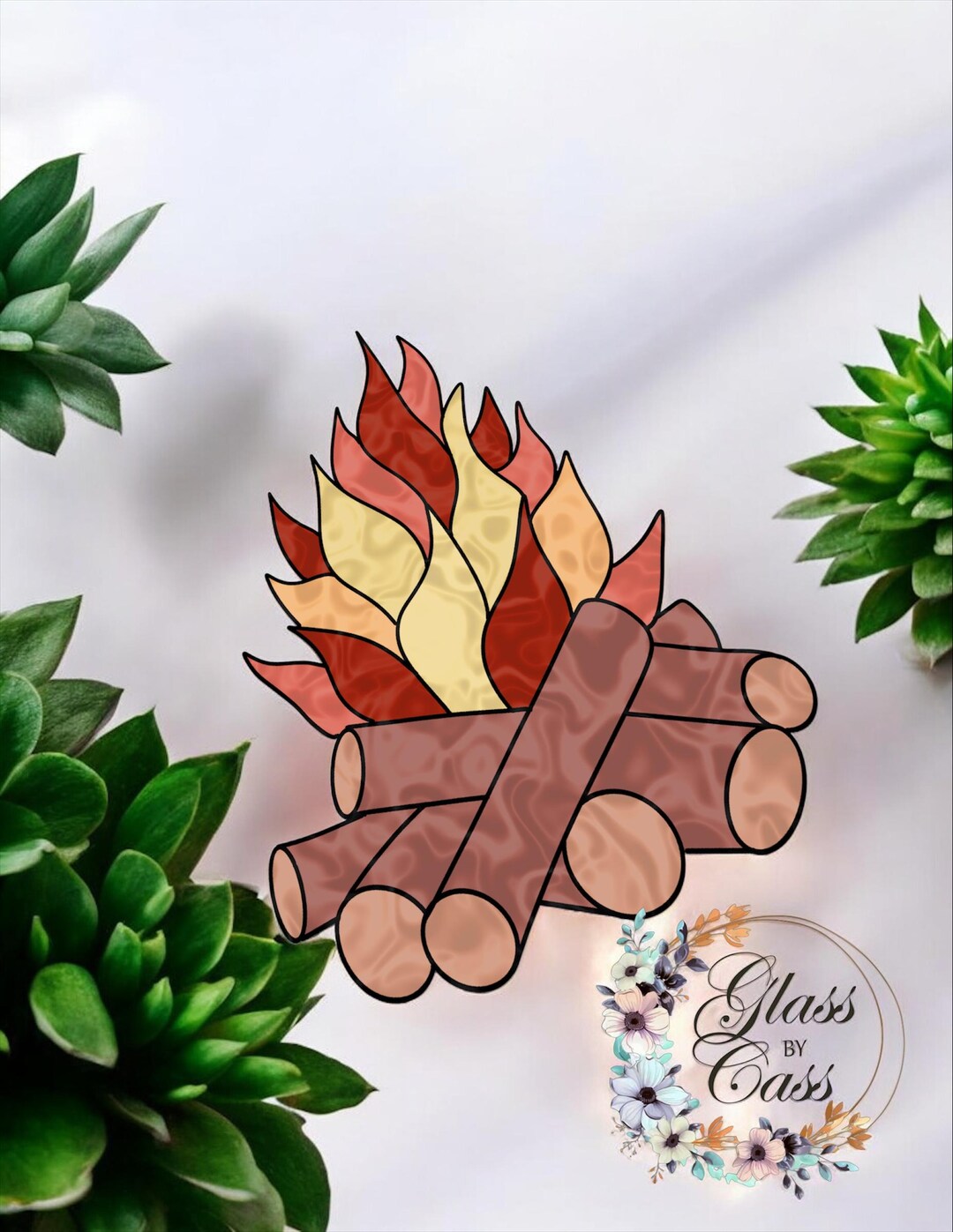 Stained Glass Pattern Campfire Suncatcher Fully Tested No AI and No ...