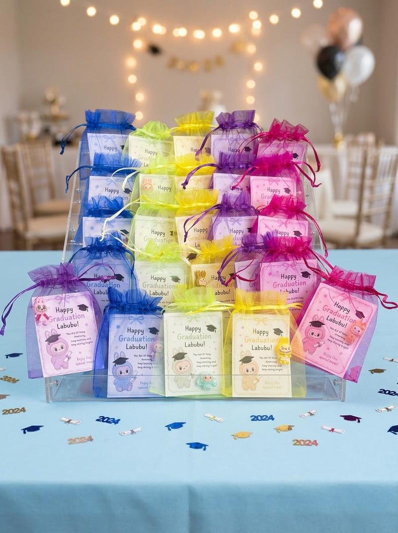 Labubu Inspired Graduation Party Favors, Kawaii Character Treat Bags ...