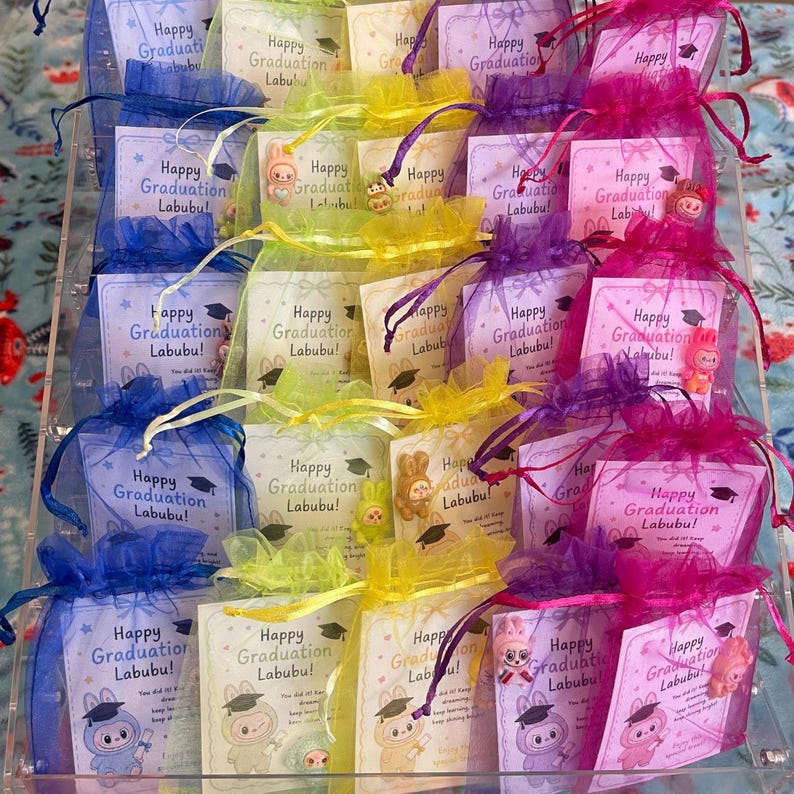 Labubu Inspired Graduation Party Favors, Kawaii Character Treat Bags ...
