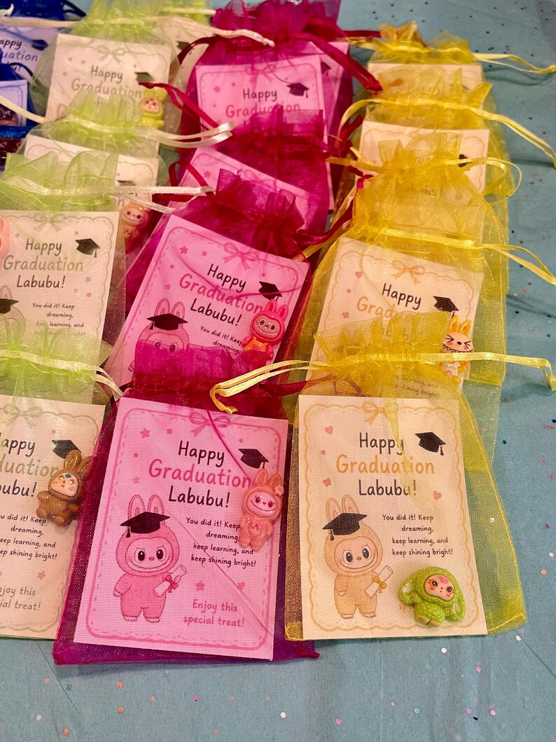 Labubu Inspired Graduation Party Favors, Kawaii Character Treat Bags ...
