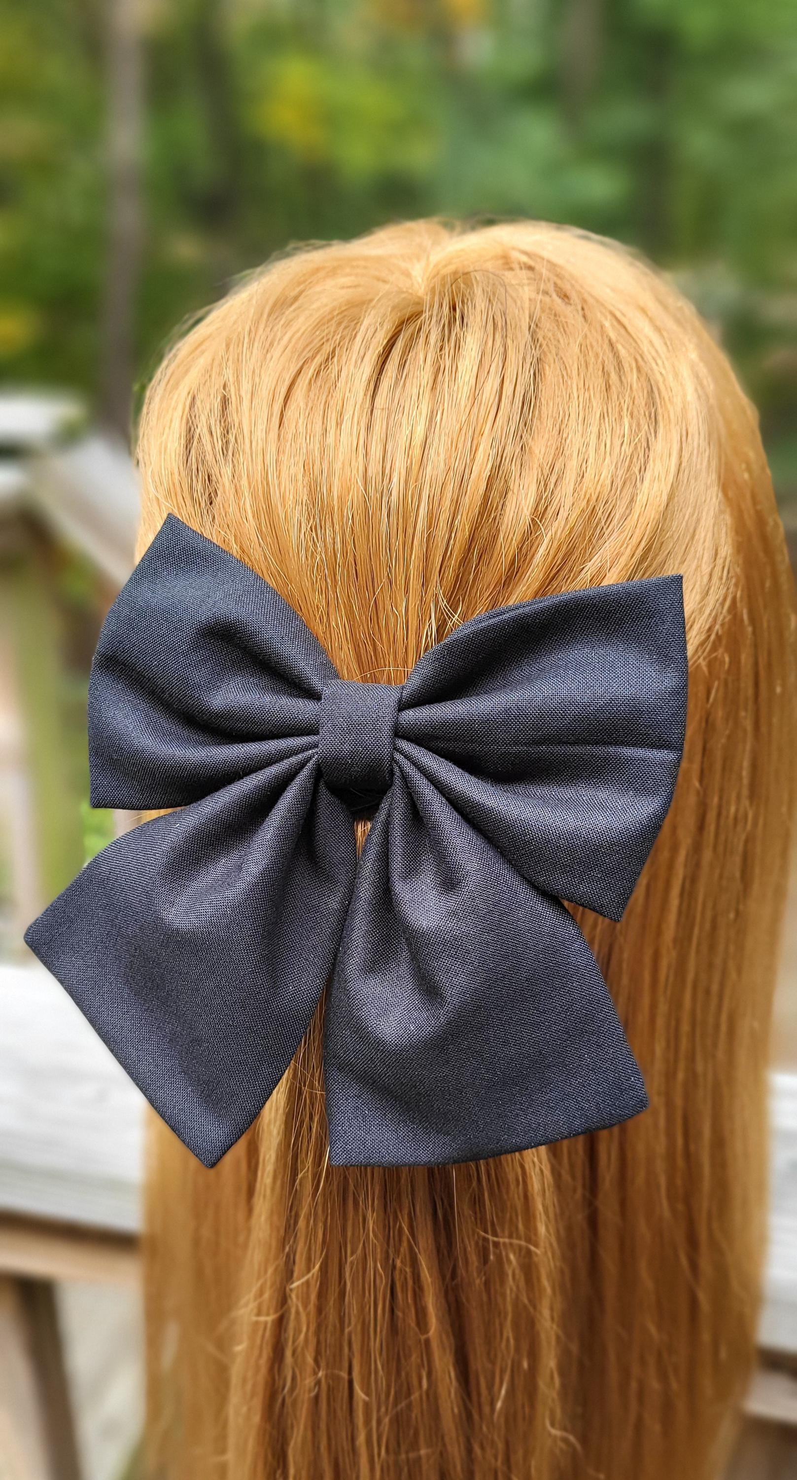 Black Cotton Hair Bow: Handmade Classic Bow With Alligator Clip - Etsy