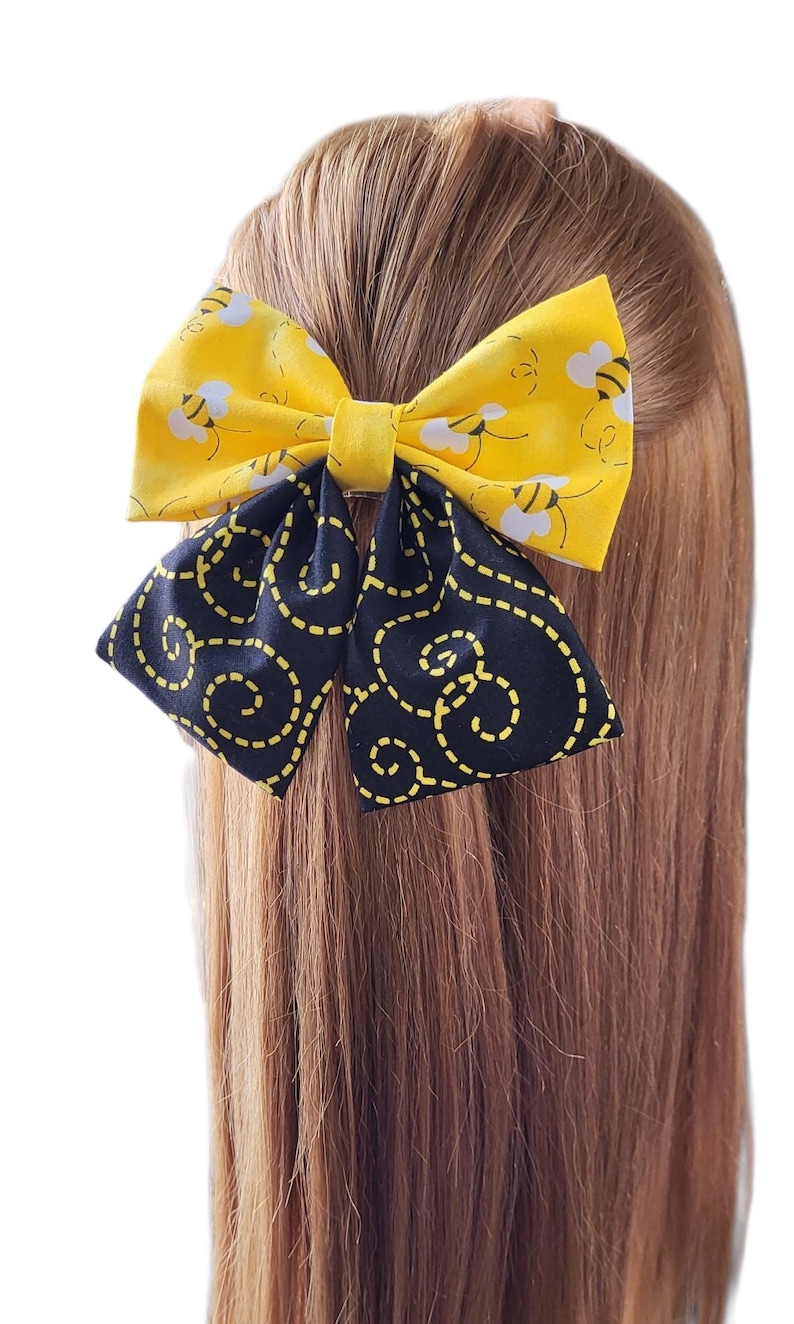 Handmade Bumble Bee Hair Bow: Yellow Cotton Clip, Girls Accessory - Etsy