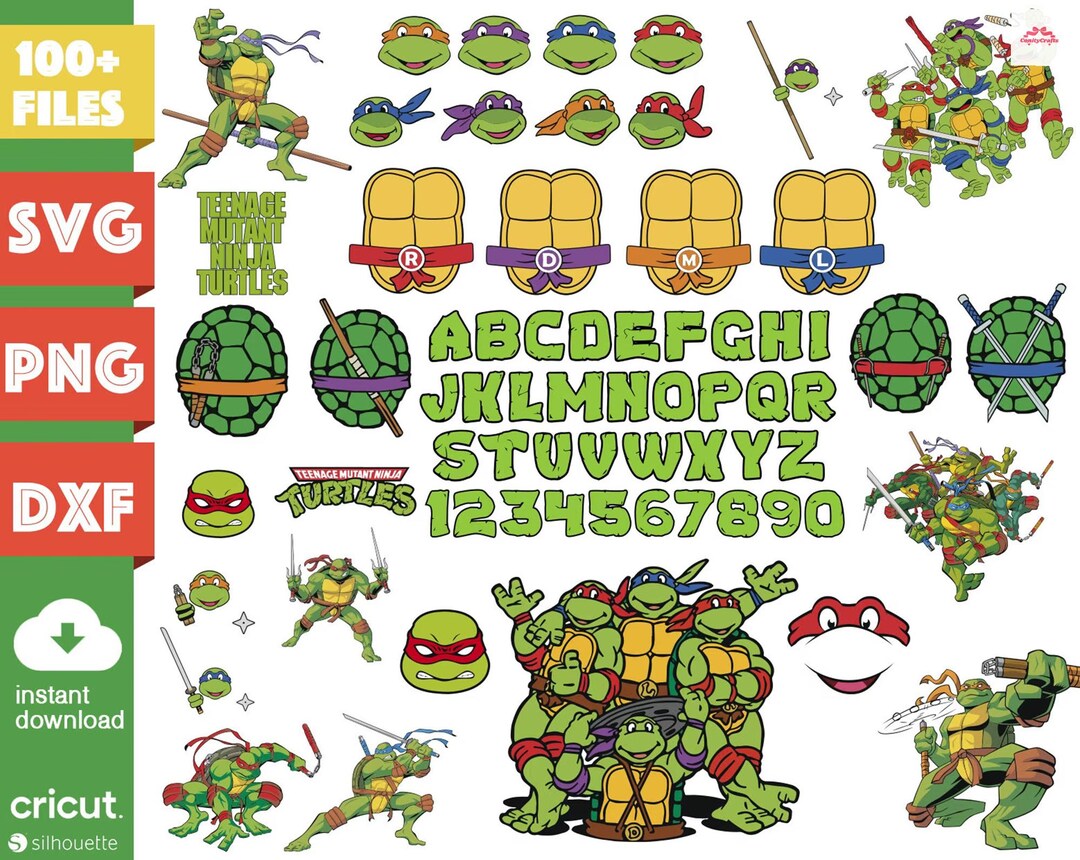 Ninja Turtle Bundle Png Files, Ninja Turtles Alphabet Png, Turtles Font ...