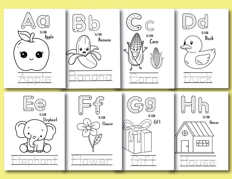 Alphabet A to Z Coloring Pages - Etsy Australia