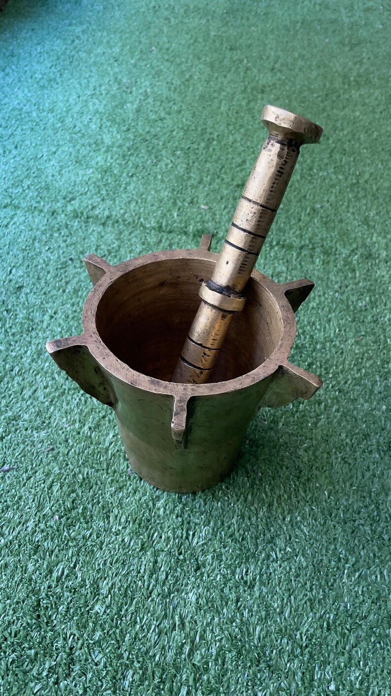 20th-century Moroccan Brass Mortar and Pestle – 15/20 Cm – Vintage ...
