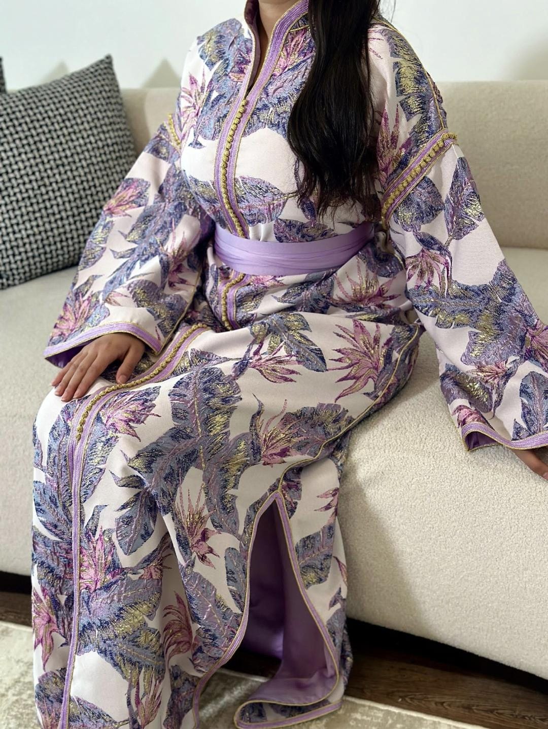 Floral Moroccan Kaftan Dress for Women | Floran Moroccan Caftan Dress ...