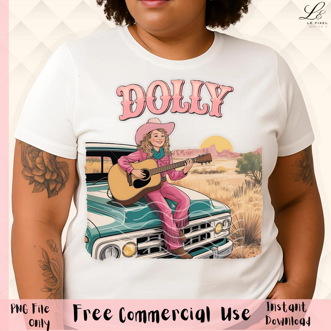 Dolly Inspired PNG | Retro Cowgirl With Guitar Clipart | Country Music ...