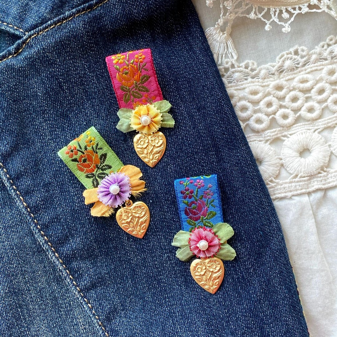 Love Heart Charm Pins - Handmade Gifts by Rosy Posy Designs - Etsy