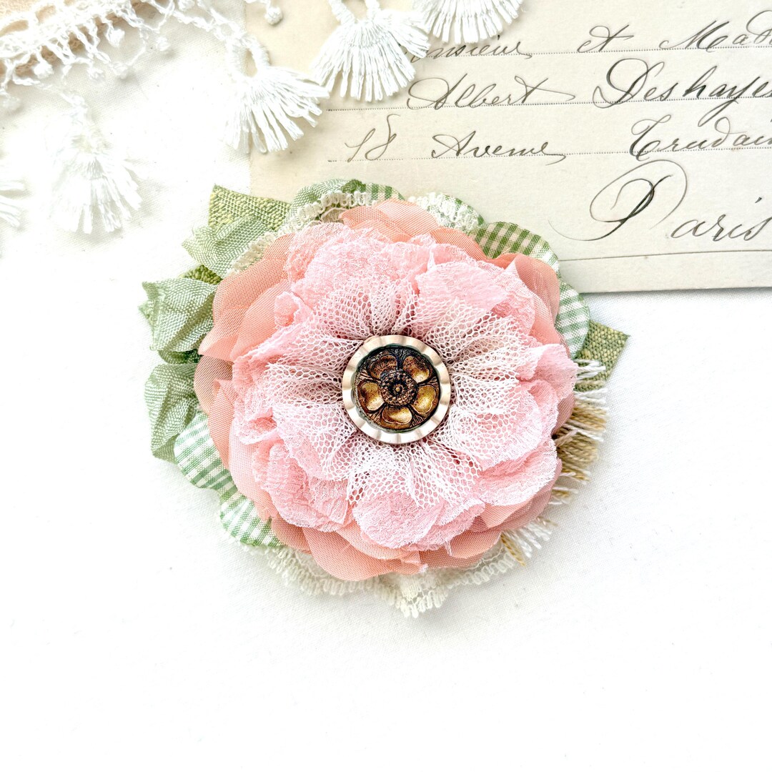 Blush Pink Fabric Flower Brooch Pin - Etsy