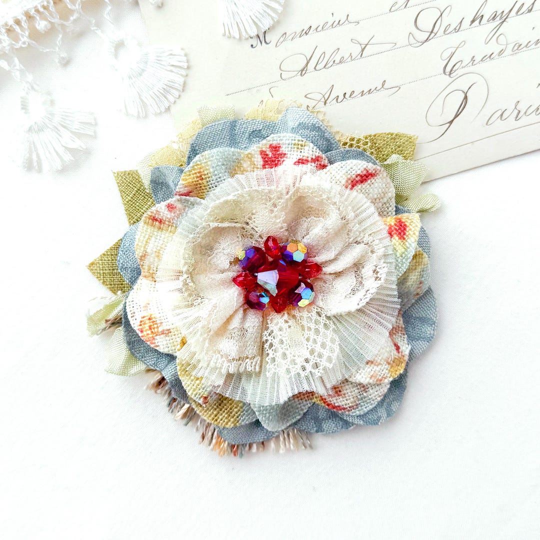 Fabric Flower Brooch - Handmade Floral Pin by Rosy Posy Designs - Etsy