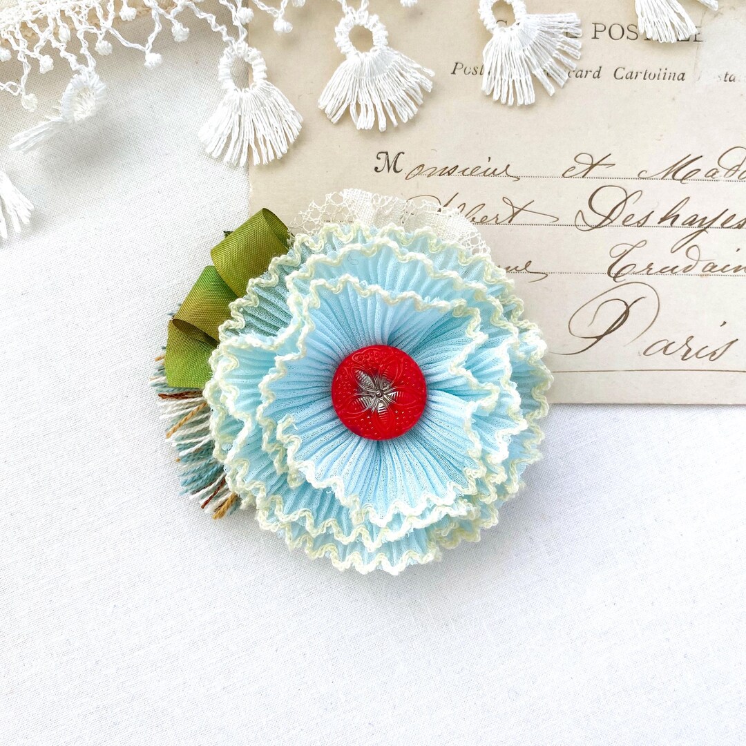 Light Blue Pleated Rosette Pin: Handmade Accessories by Rosy Posy ...