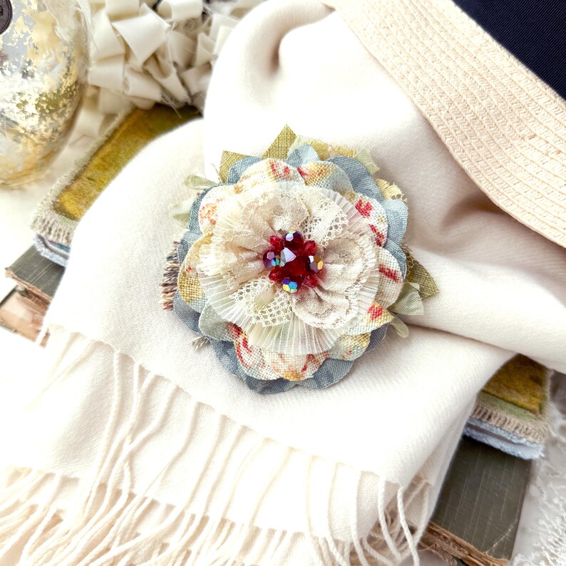 Fabric Flower Brooch - Handmade Floral Pin by Rosy Posy Designs - Etsy ...