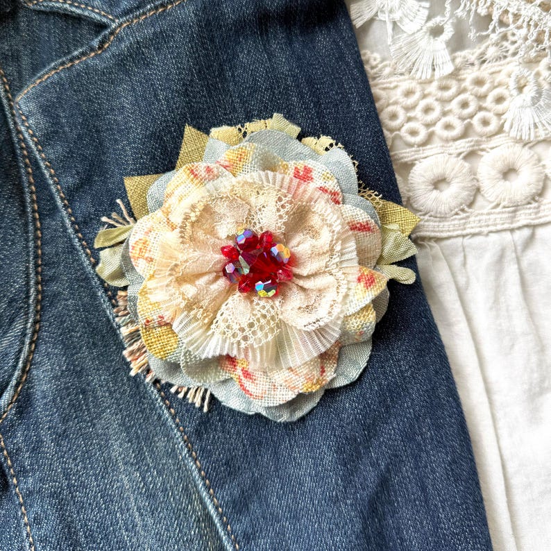 Fabric Flower Brooch - Handmade Floral Pin by Rosy Posy Designs - Etsy ...