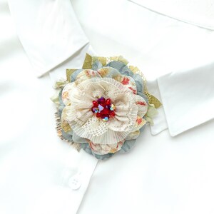 Fabric Flower Brooch - Handmade Floral Pin by Rosy Posy Designs - Etsy