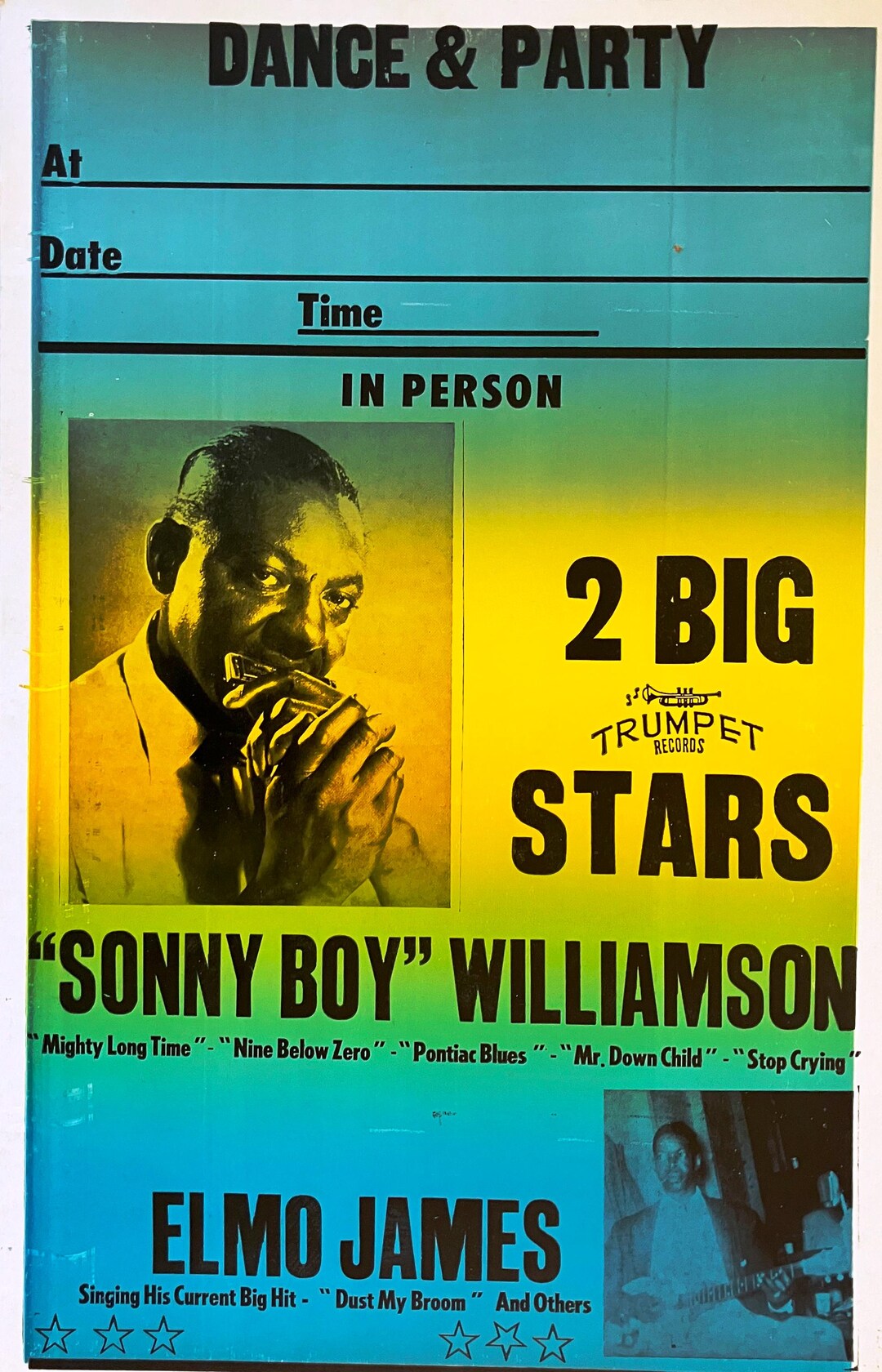 1960's Boxing Style Poster for Shows by Trumpet Record Stars Sonny Boy ...