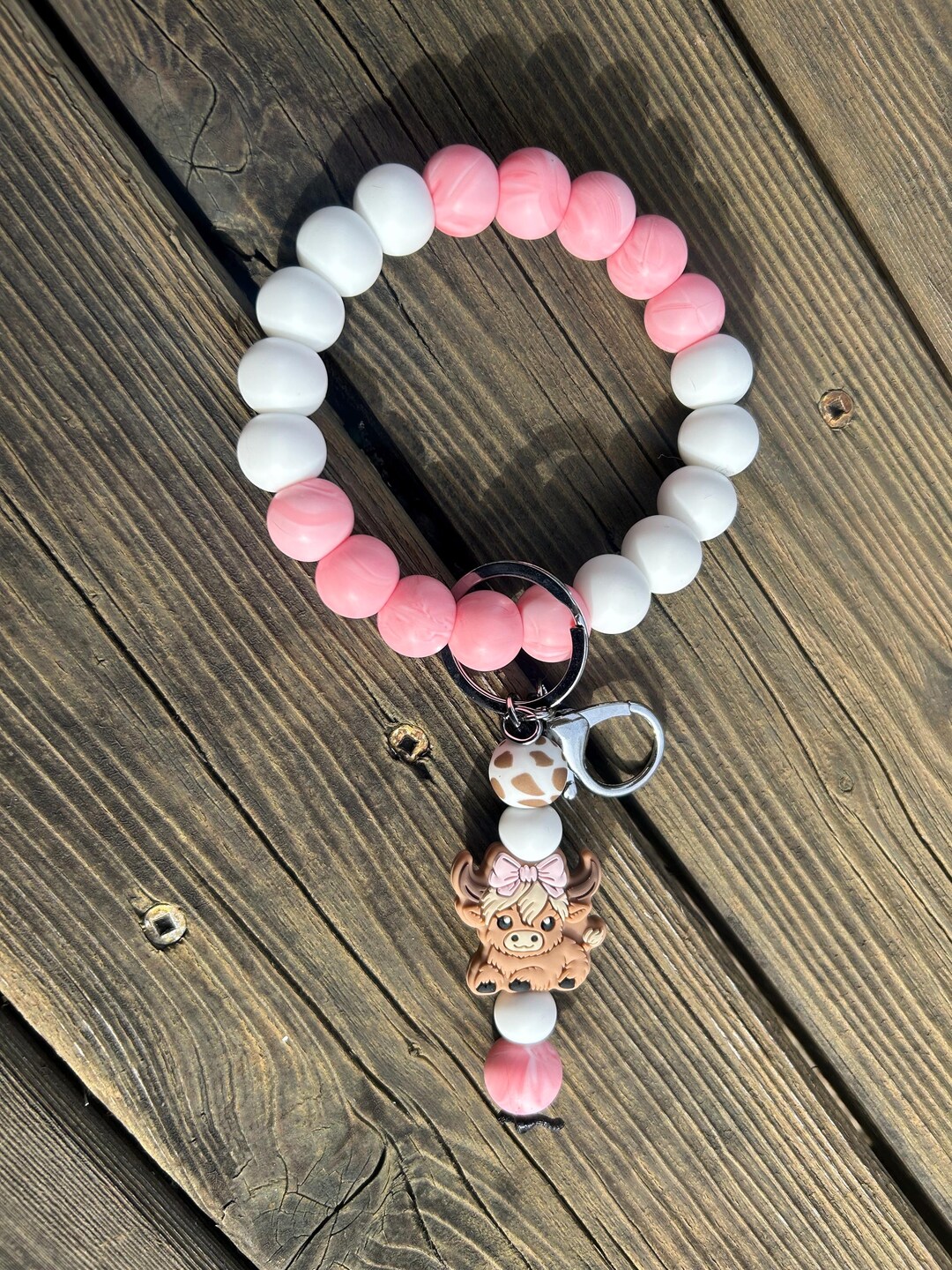 Handmade Silicone Beaded Wristlets With Keychains - Etsy