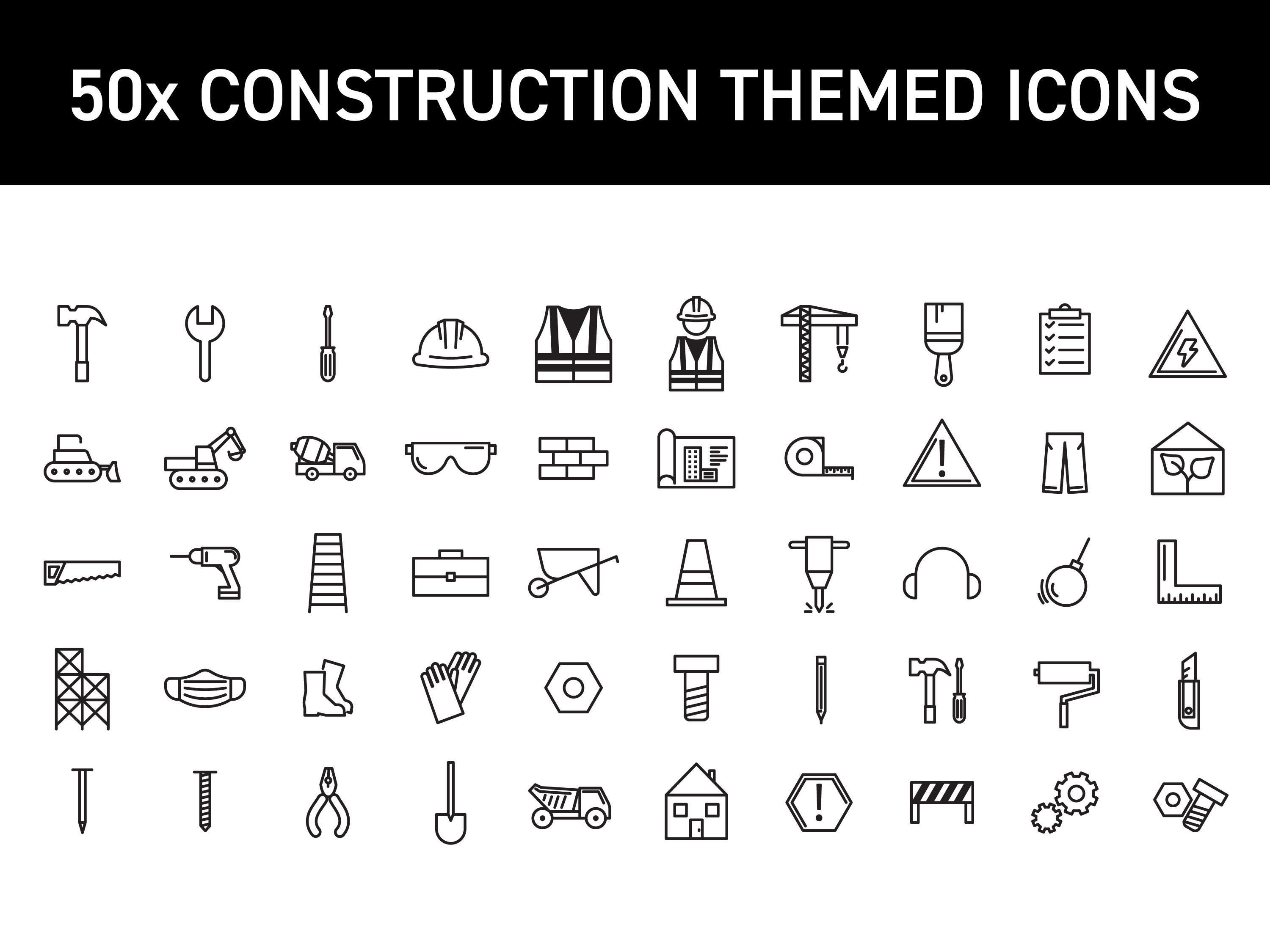 50x Simple Construction Icons - Etsy