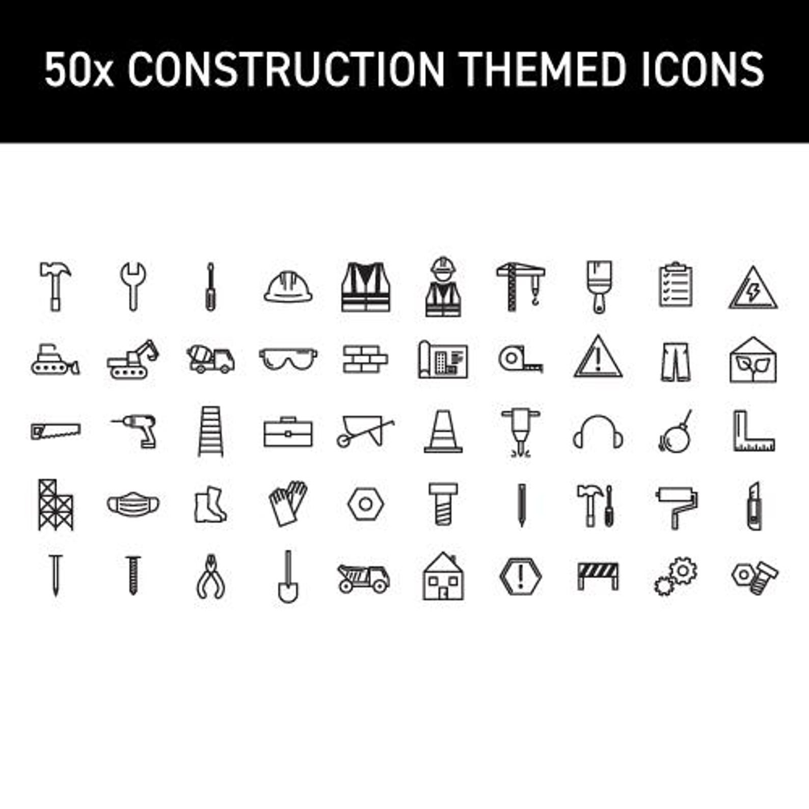 50x Simple Construction Icons - Etsy