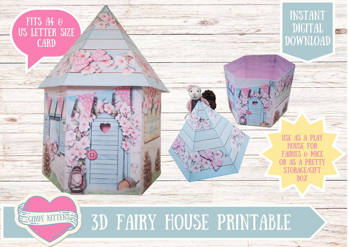 Fairy House Printable Paper Craft Kit - Etsy