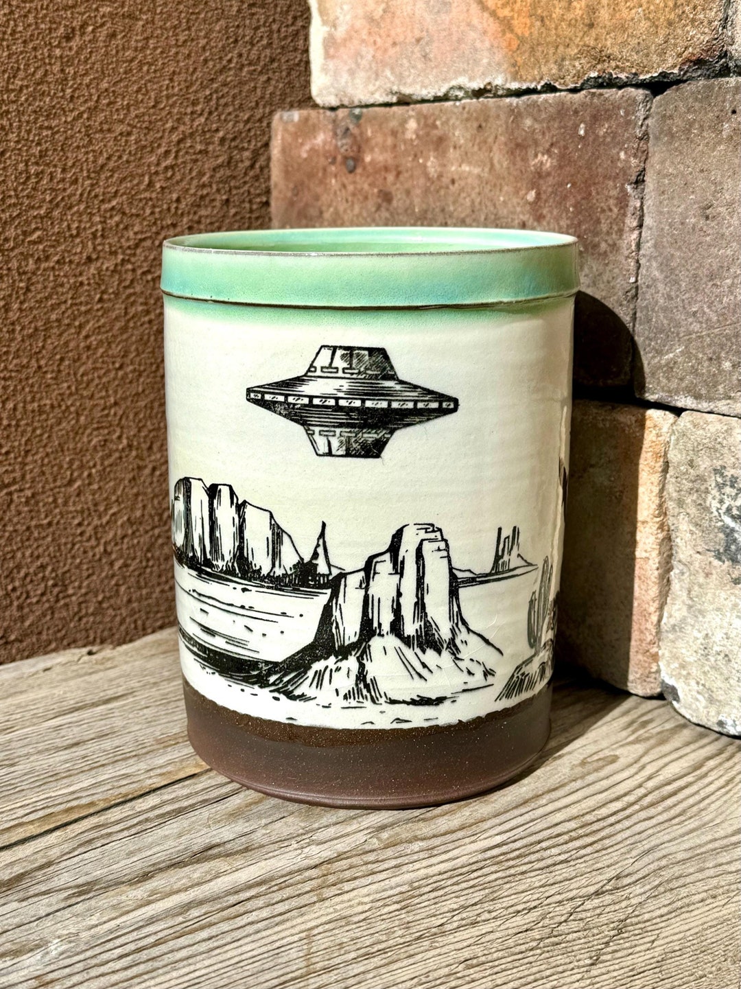 Pottery Utensil Holder, UFO Pottery Container, Desert Art, Kitchen ...