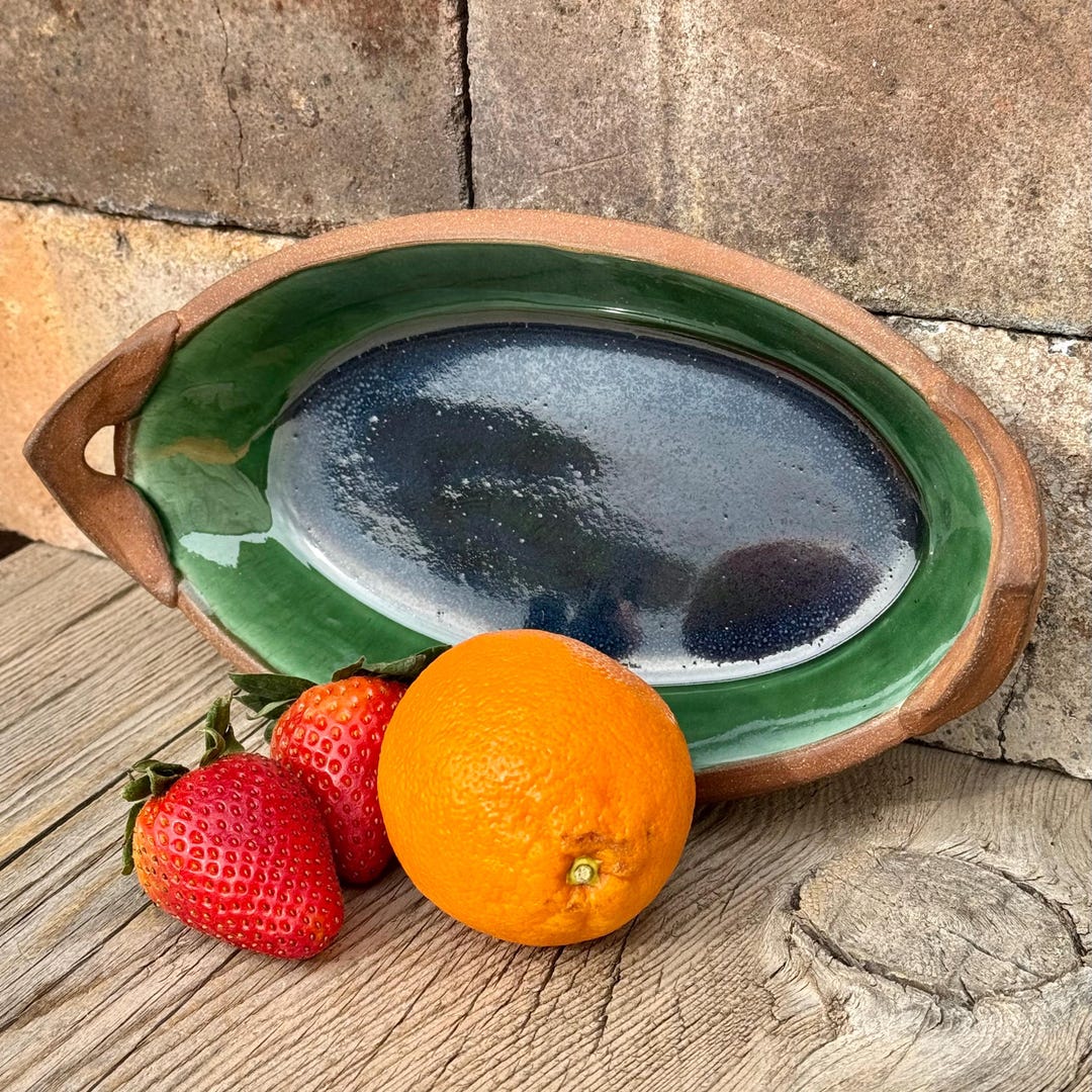 Oblong Serving Dish With Handles, Slab Built Serving Bowl, Appetizer ...