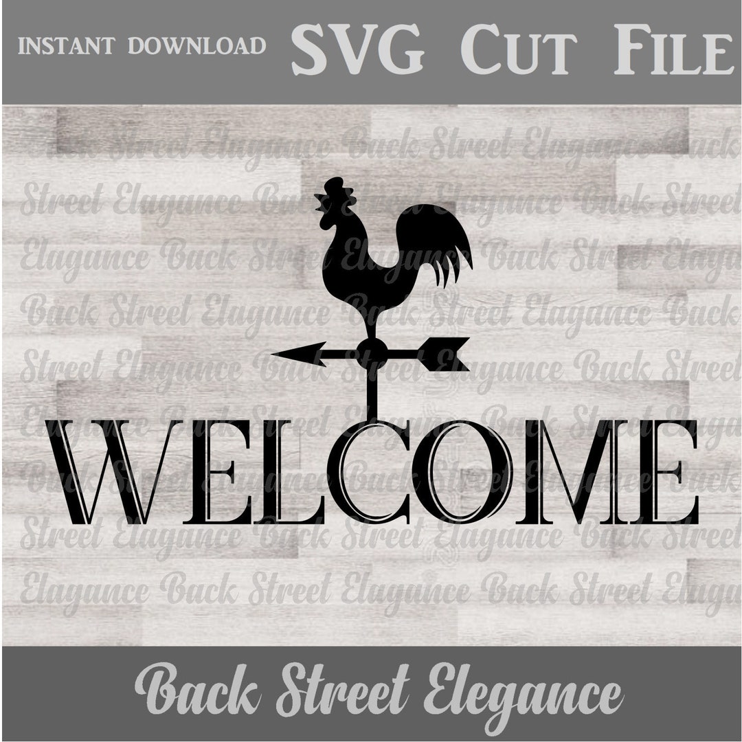 Welcome Weathervane SVG Cut File Farmhouse Wood Sign Vinyl Decal Cut ...
