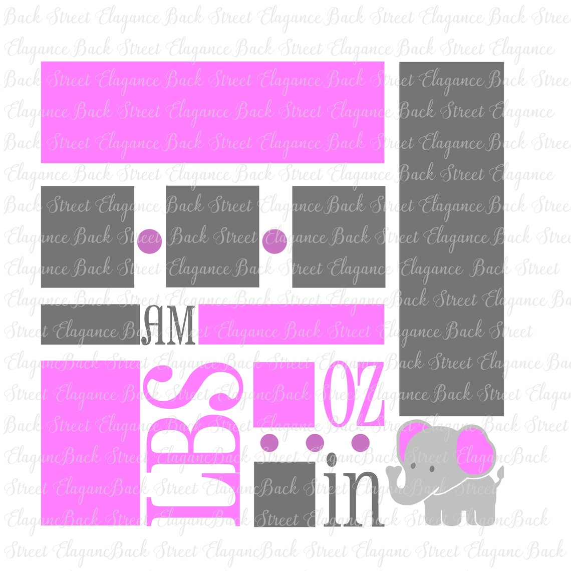 Elephant Birth Announcement Template SVG Birth Announcement - Etsy Canada