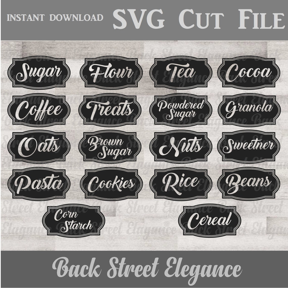 Kitchen Labels Pantry Labels SVG Cut File Silhouette - Etsy