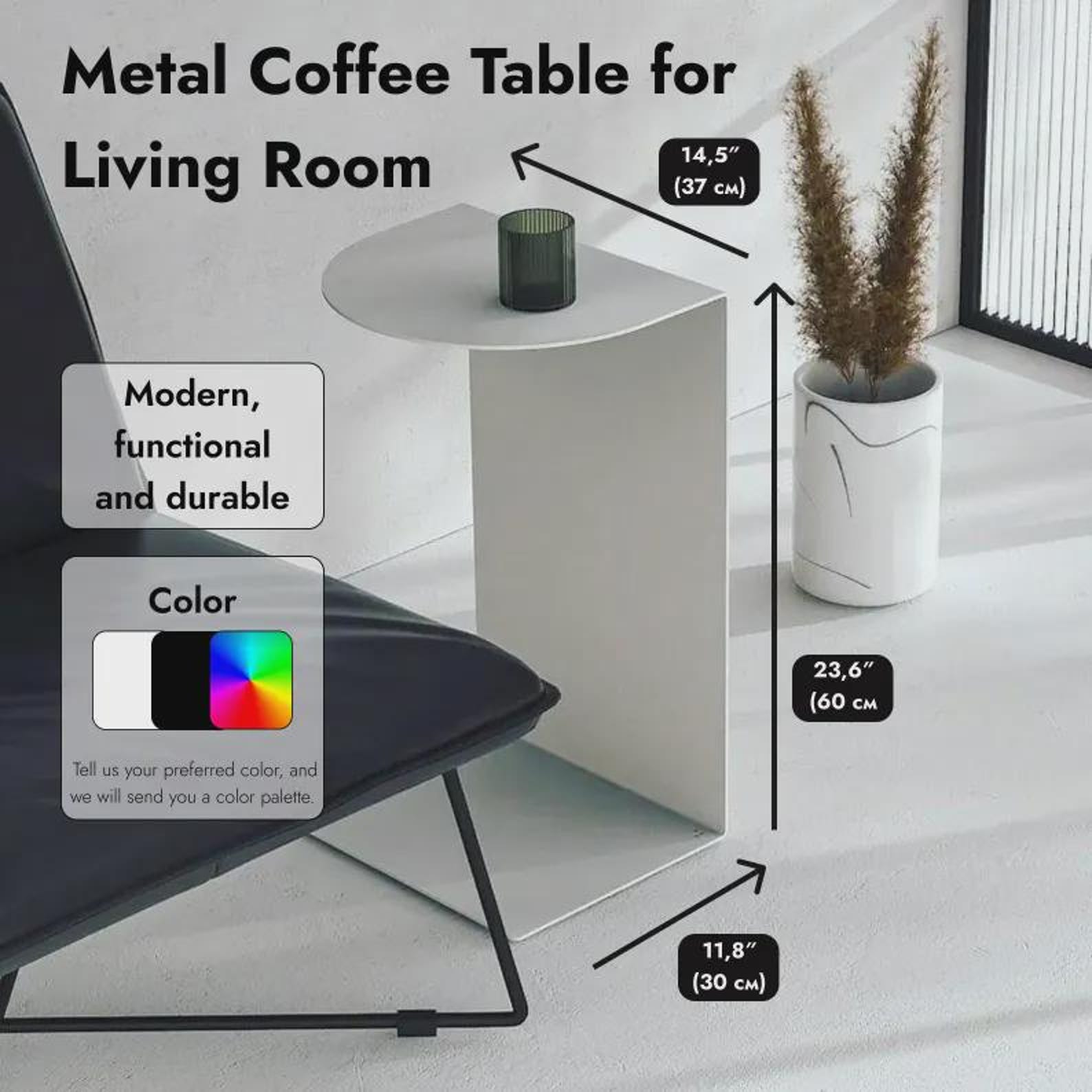 Multifunctional Side Table – Minimalist Steel C-table – Sofa End Table ...