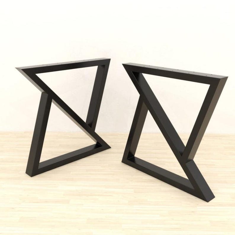 Modern Metal Table Legs – V Shape Geometric Steel Base – Black Powder ...