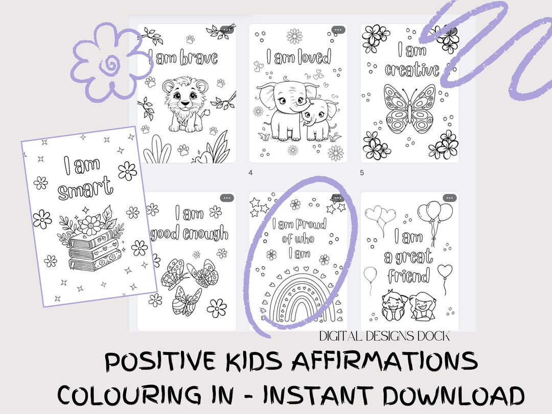 Kids Affirmations Colouring in Book ‘I AM KIND’ Digital Download - Etsy