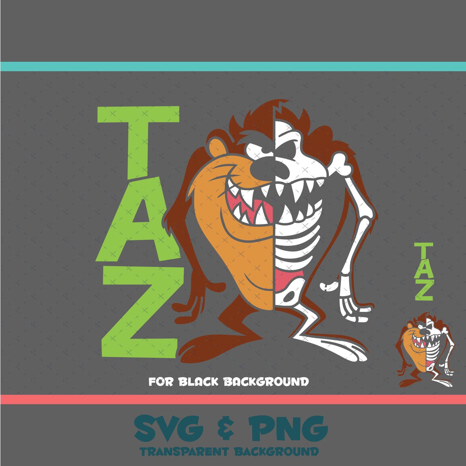 TAZ - SVG and PNG Files - for Black Surface - Etsy
