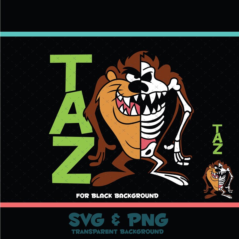 TAZ - SVG and PNG Files - for Black Surface - Etsy