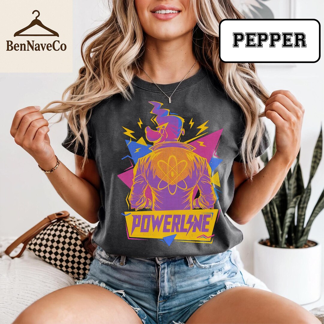 Powerline T-shirt, Retro Electric Pop Star Tee, Neon 90s Style Shirt ...