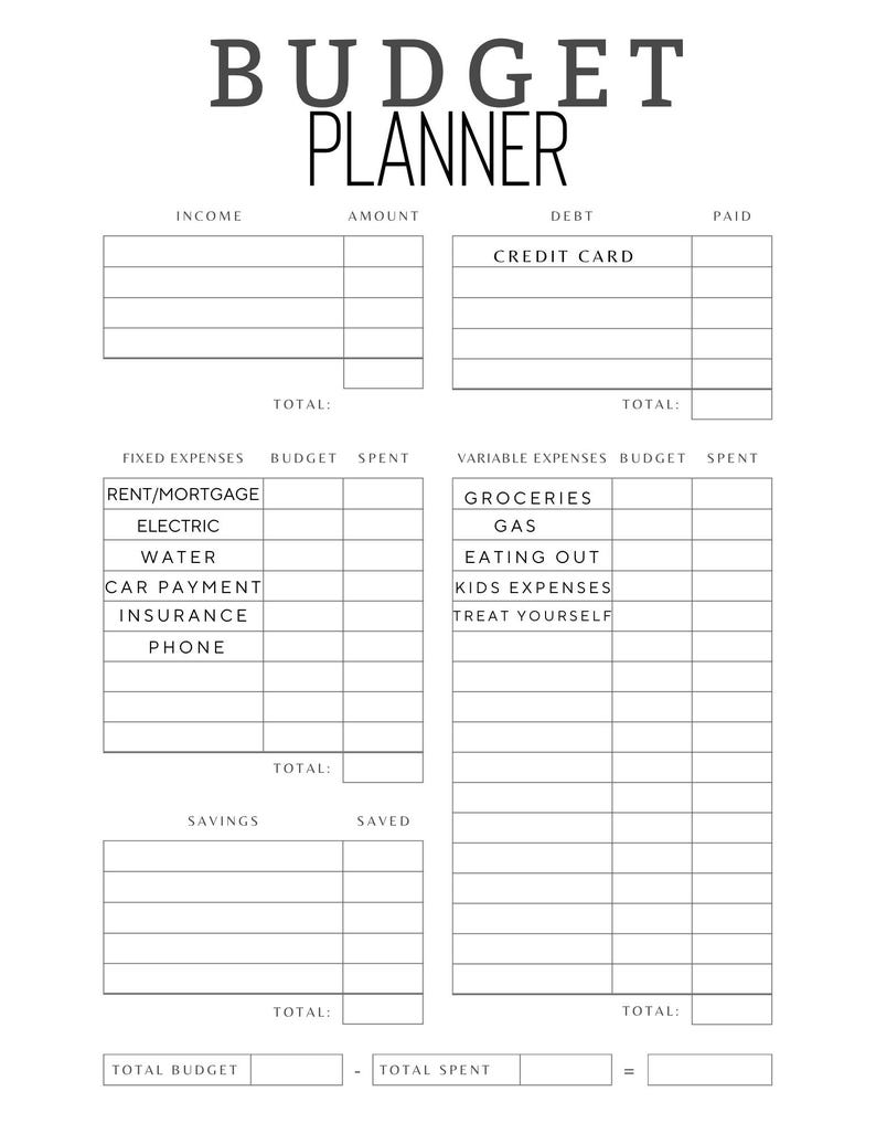 Minimalist Budget Planner - Etsy