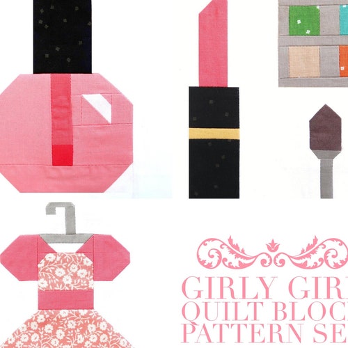 Girly Girl Quilt Block Patterns: Nail Polish Makeup and - Etsy