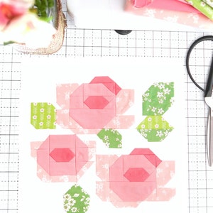 Posy Peony Bouquet Flower Quilt Block Pattern PDF - Instructions for 6 ...