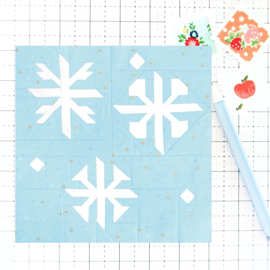 Let It Snow Quilt Block Pattern Christmas Snowflakes Holiday PDF ...