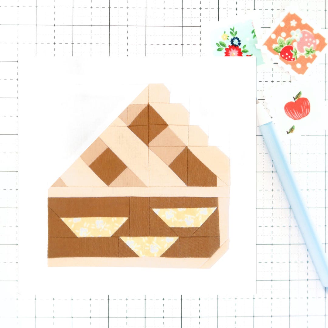 Slice of Homemade Apple Pie Quilt Block Pattern Food PDF - Makes 6 Inch ...