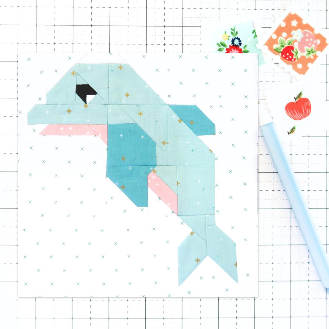 Dolphin Quilt Block Pattern PDF Nautical Ocean Beach Animal ...