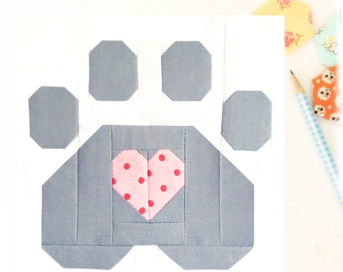 Paw Prints Quilt Block, Easy Beginner Pattern, Instant Download PDF ...